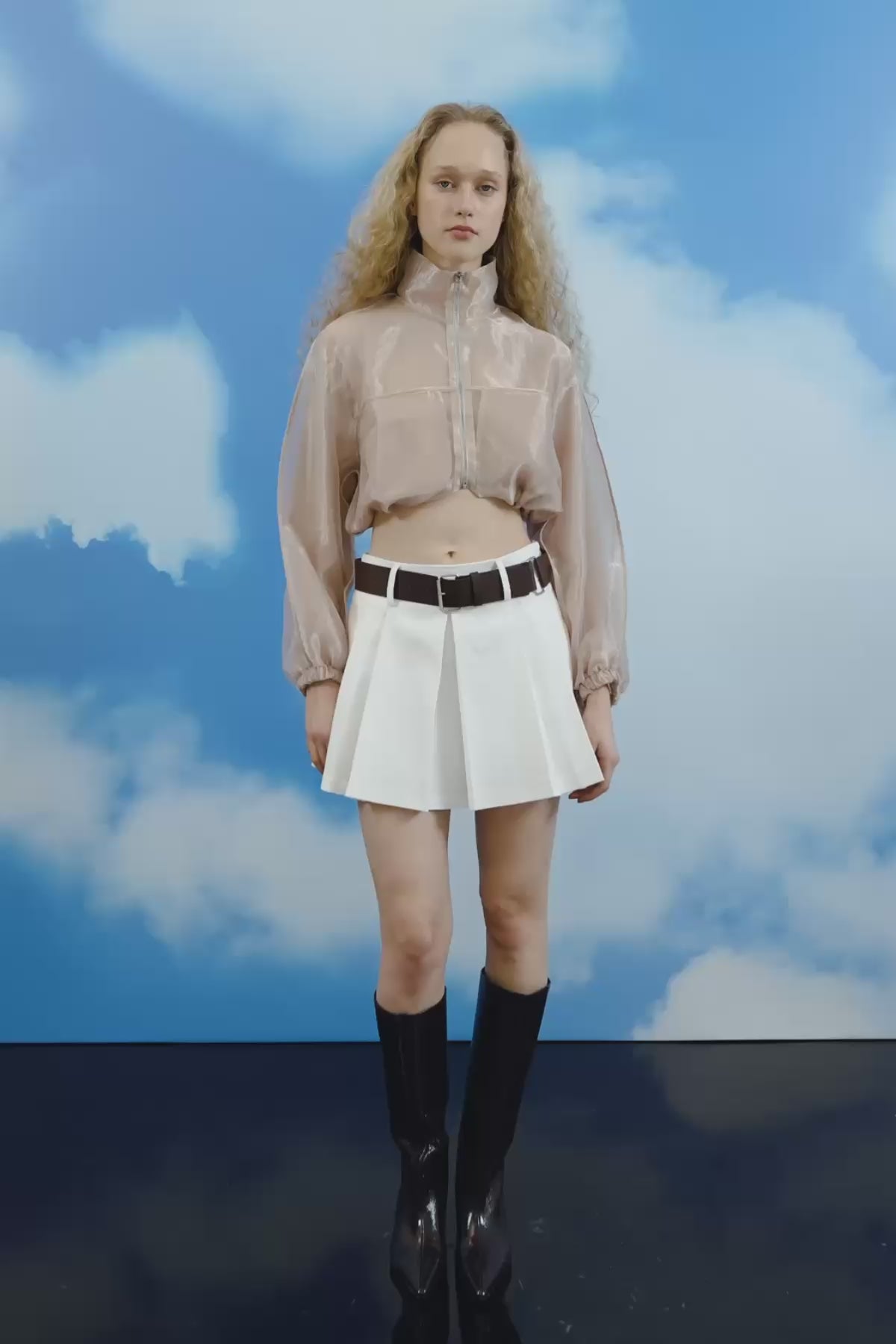 Organze Tül Detaylı Bomber Ceket Bej – QUZU